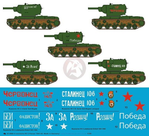 Peddinghaus 1/35 KV-2 Soviet Russian Tank Markings 1941-1942 WWII (5 ...