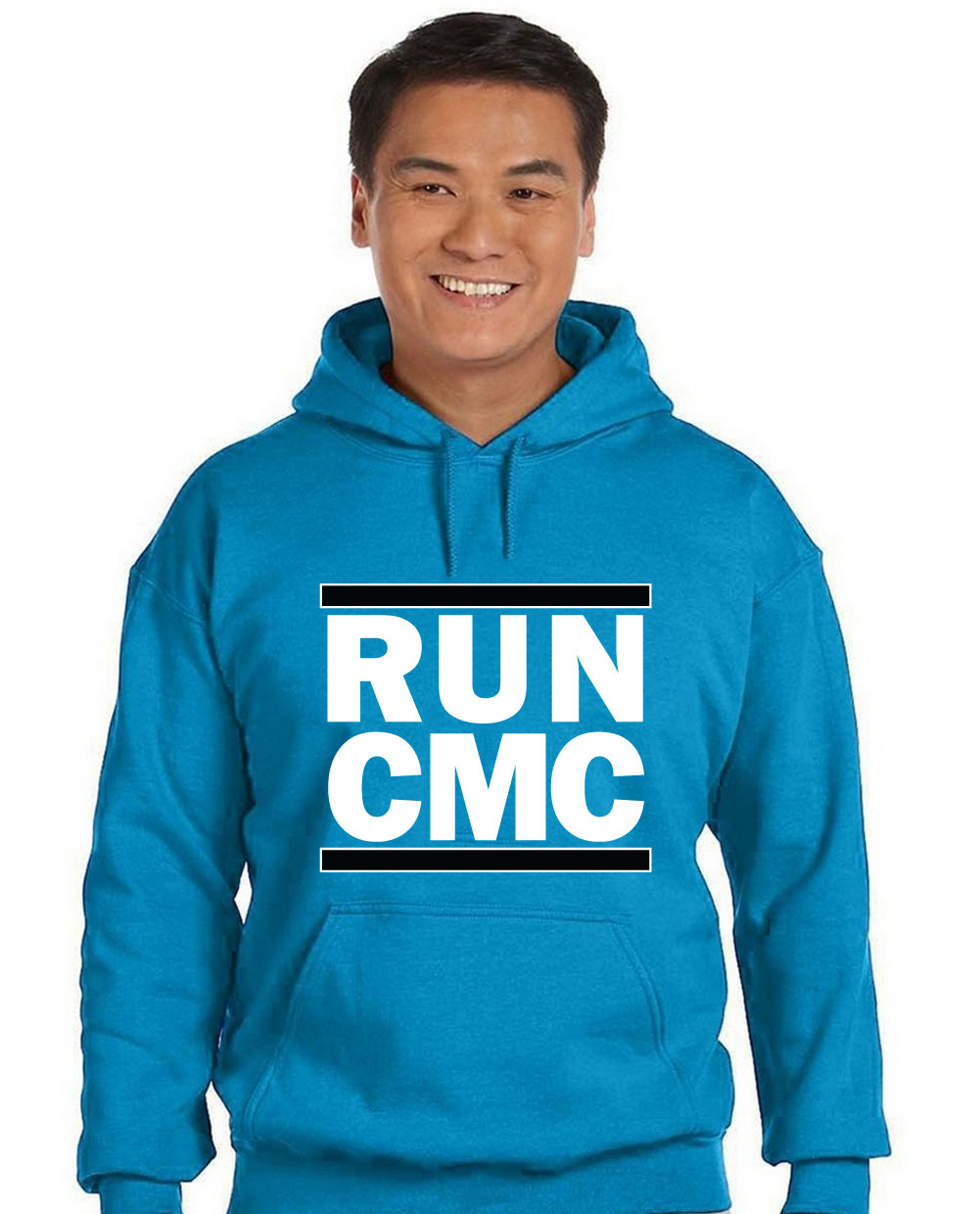 BLUE Christian McCaffrey Carolina Panthers "RUN CMC" shirt Hooded ...