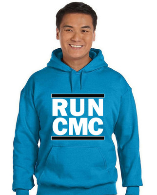 BLUE Christian McCaffrey Carolina Panthers "RUN CMC" shirt Hooded ...