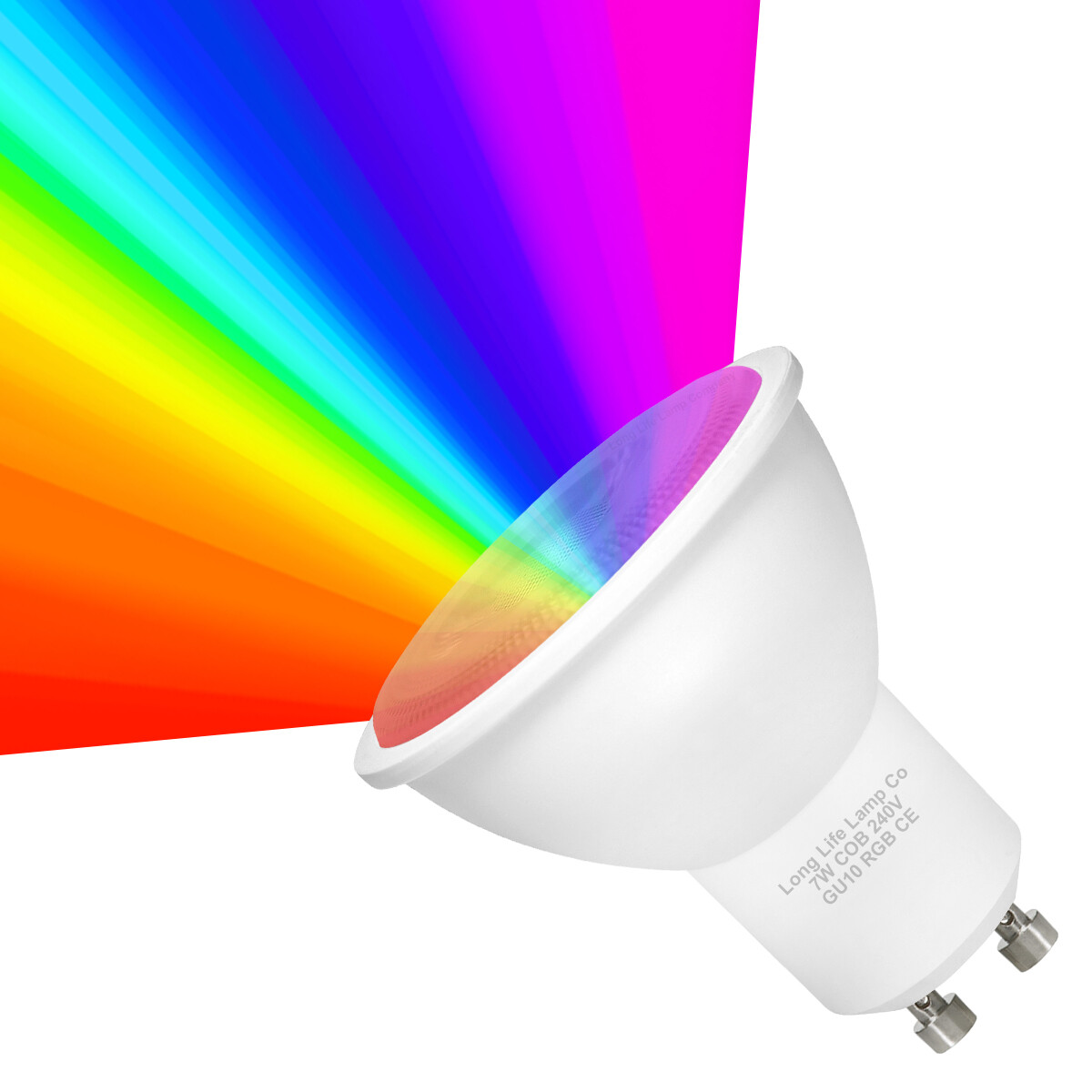 2 x 7W LED GU10 Automatic Colour Change Red Green Blue RGB Flash Light ...