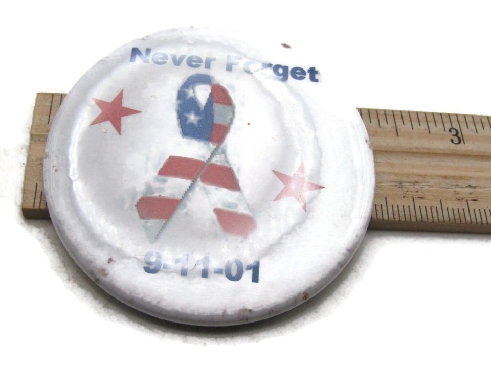 Never Forget 9-11-01 American Flag Ribbon Graphic Button | eBay
