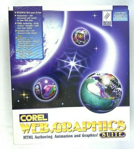 NEW Sealed Corel Web Graphics Suite PC CD HTML Web Design Vintage NOS ...