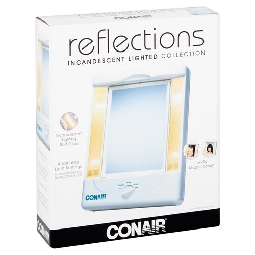 Conair 2 Sided Lighted Makeup Mirror w 4 Light Settings1x/5x ...
