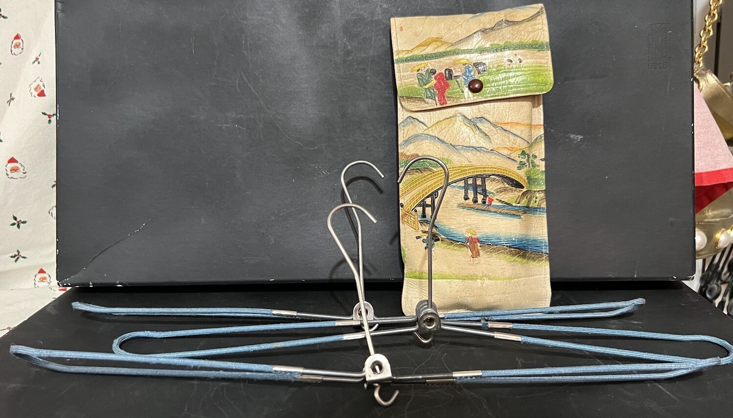 Rare Vtg 3 Folding Collapsible Wire Travel Hangers I… - Gem