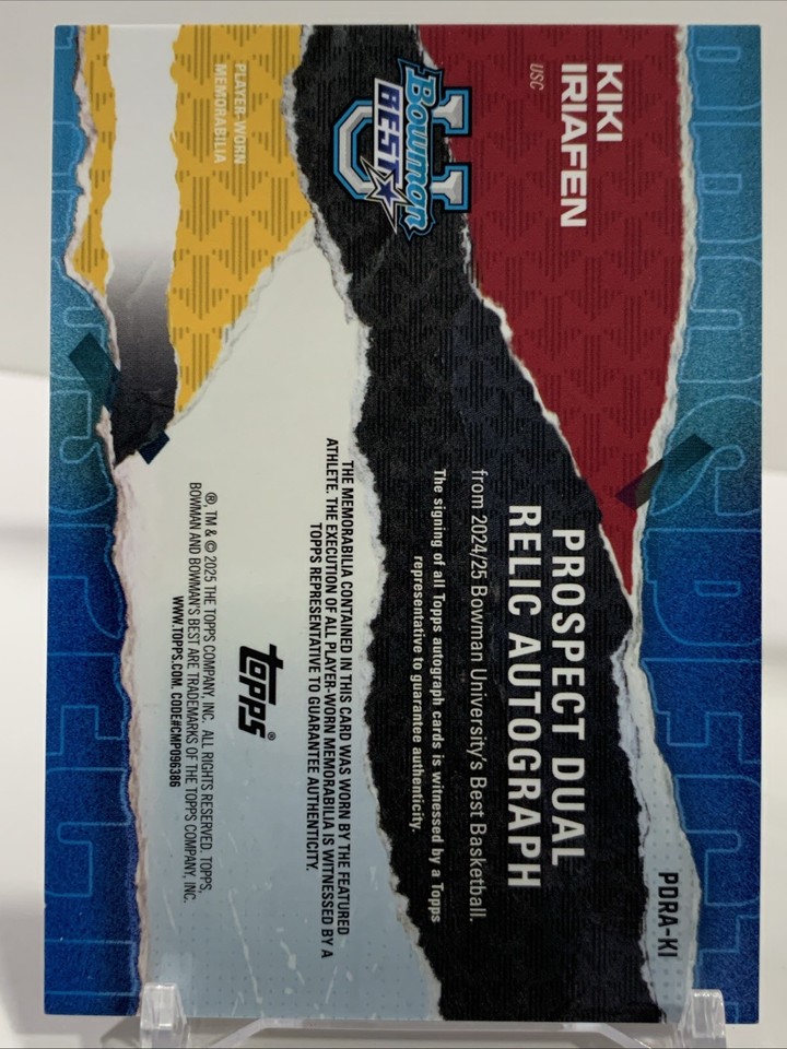 2024-25 Bowman Best University - Geometric Dual Patch AUTO - Kiki ...