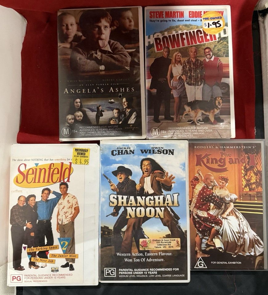 Mixed Bulk Lot VHS Retro Vintage Video Cassette Bulk Lot X 5 (Lot 2227 ...