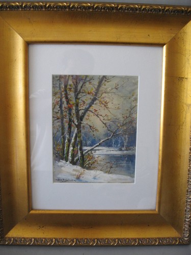GEORGE F. SCHULTZ ORIGINAL GOUACHE PAINTING LISTED ILLINOIS ARTIST 1869 ...