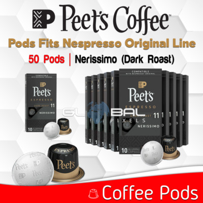Peet's Coffee 50 Pods Capsules NERISSIMO For Nespresso (Dark Roast ...
