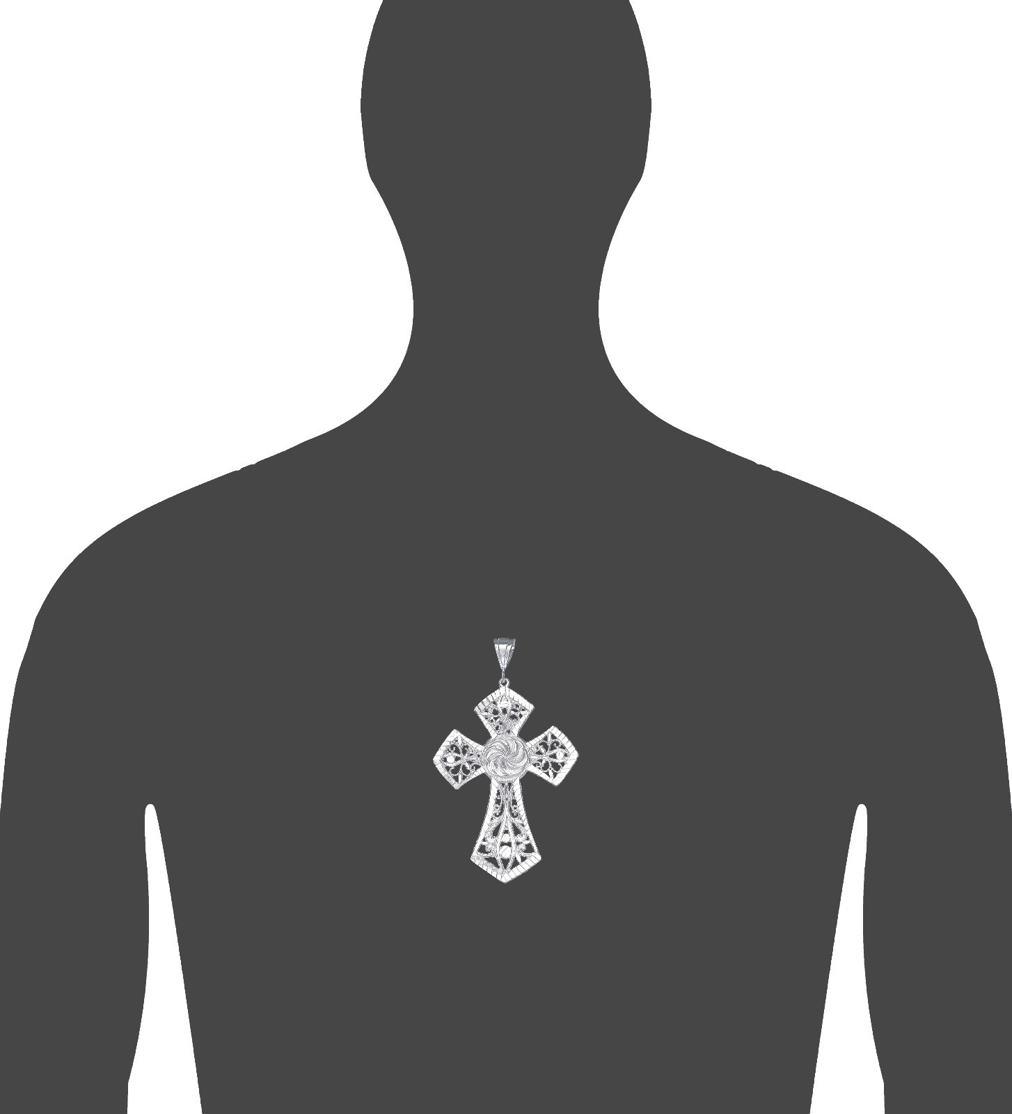 Large Sterling Silver Cross without Jesus Pendant Necklace with Diamond ...