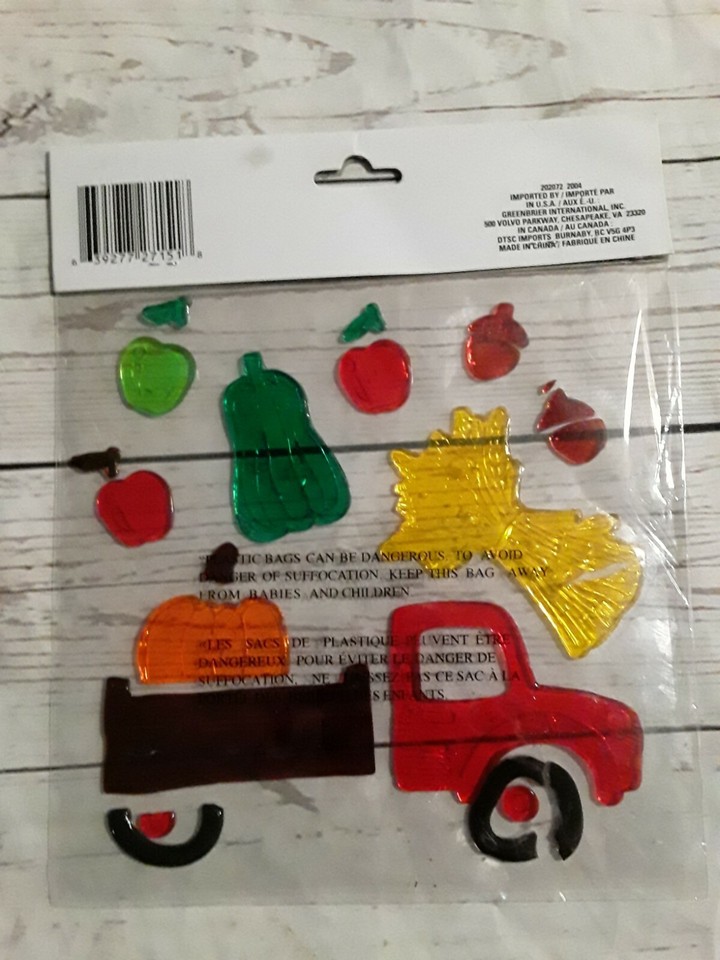 NEW AUTUMN 20 pc Window Gel Clings Decor Pumpkin Acorn Apples HARVEST ...