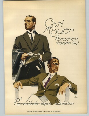 1926 Ludwig Hohlwein Munchen Gentleman's Clothes Taylor Carl Mauer ...