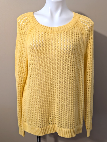 TALBOTS Women's Open Weave Yellow L/S Spring Sweater Size 1X NWT | eBay