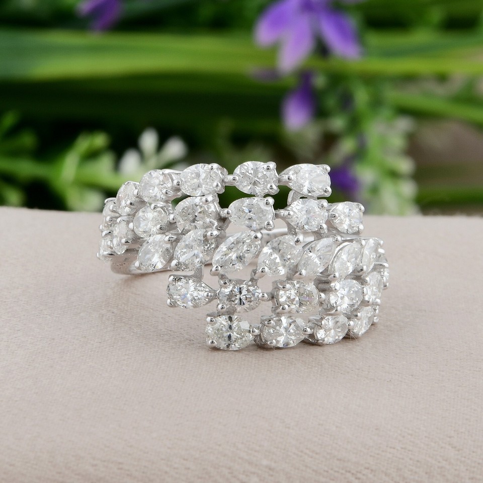 2.70 Ct H/SI Natural Brilliant Cut Diamond Cluster Ring New 14k White ...