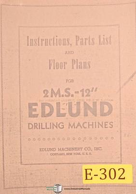 Edlund 2MS 12", Drilling Machine Instructions and Parts Manual | eBay