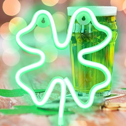 2Pack Shamrock Lights LED Neon Signs for Wall Decor, St Patricks Day ...