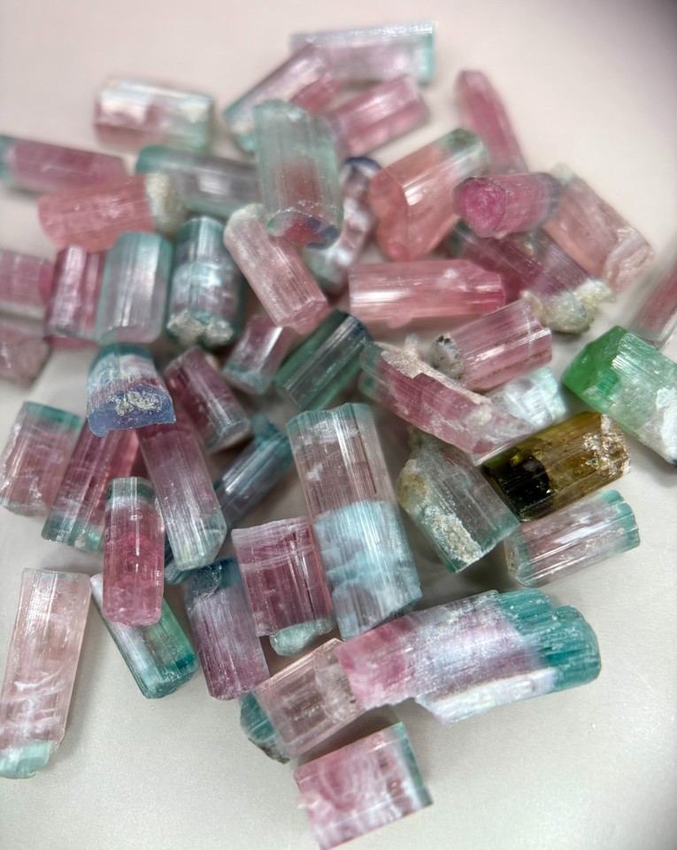 Bi-Color / Tri-Color Tourmaline Crystal Parcel from Afghanistan Natural ...