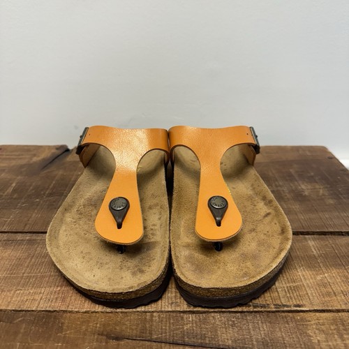 Birkenstock RARE Gizeh Leather Burnt Orange Sandal Womens Size 37 Toe ...