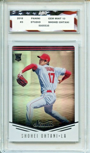 2018 Panini Studio #3 Shohei Ohtani Rookie Card AGC 10 Gem Mint LA ...