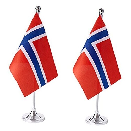 2 Pack flag Norwegian Table Flag Small Mini Norwegian Desk Flags With ...