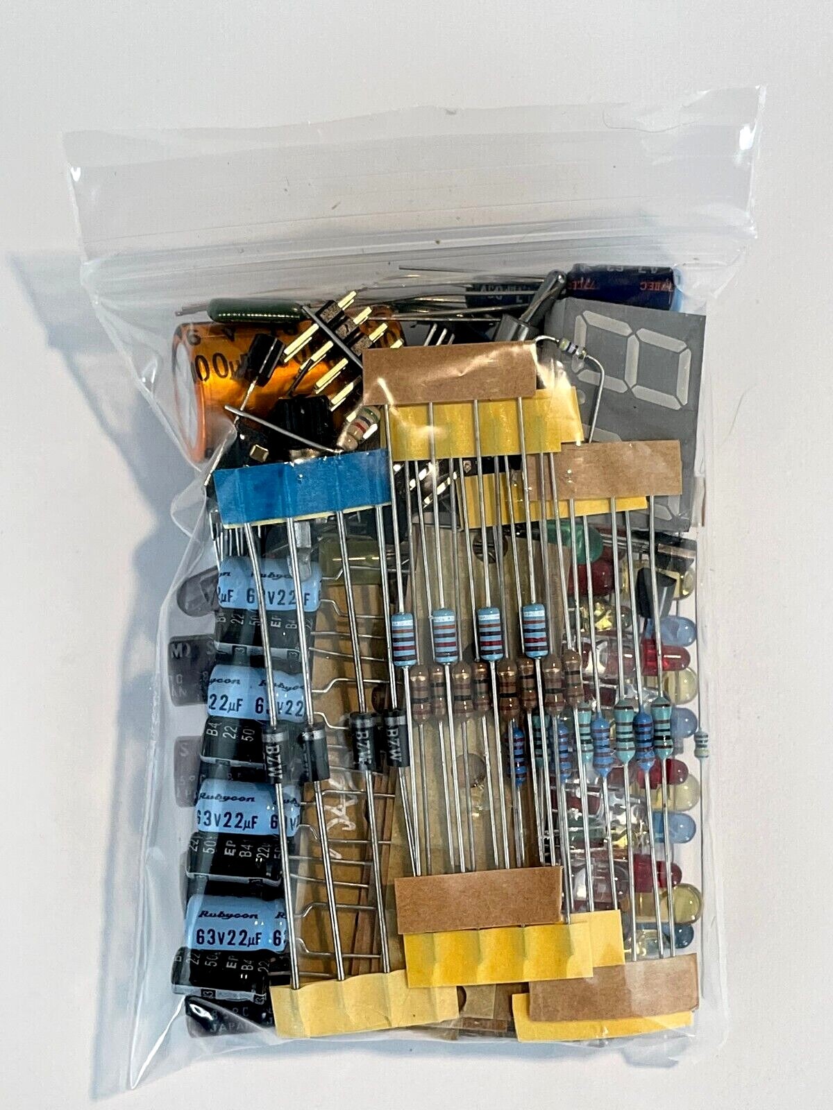 NEW GRAB BAG of Electronic Components Mixed Caps Resistors Transistors ...