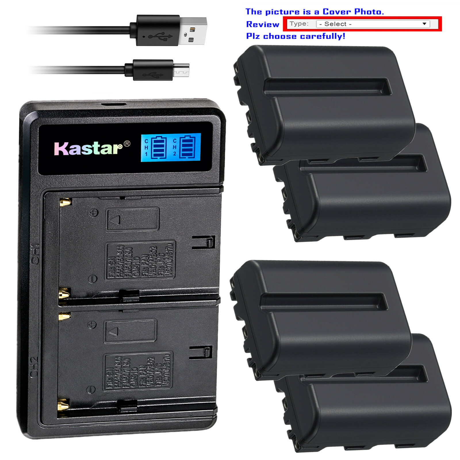 Kastar Battery LCD Dual Charger for Sony NP-FM500H & DSLR-A100 Alpha ...