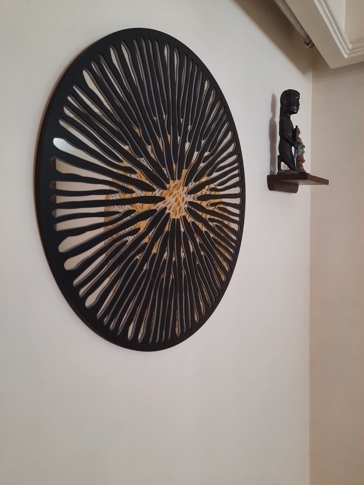 Black Wood Art Wall Mirror Dew Drops Handmade Designer Home Decor ...