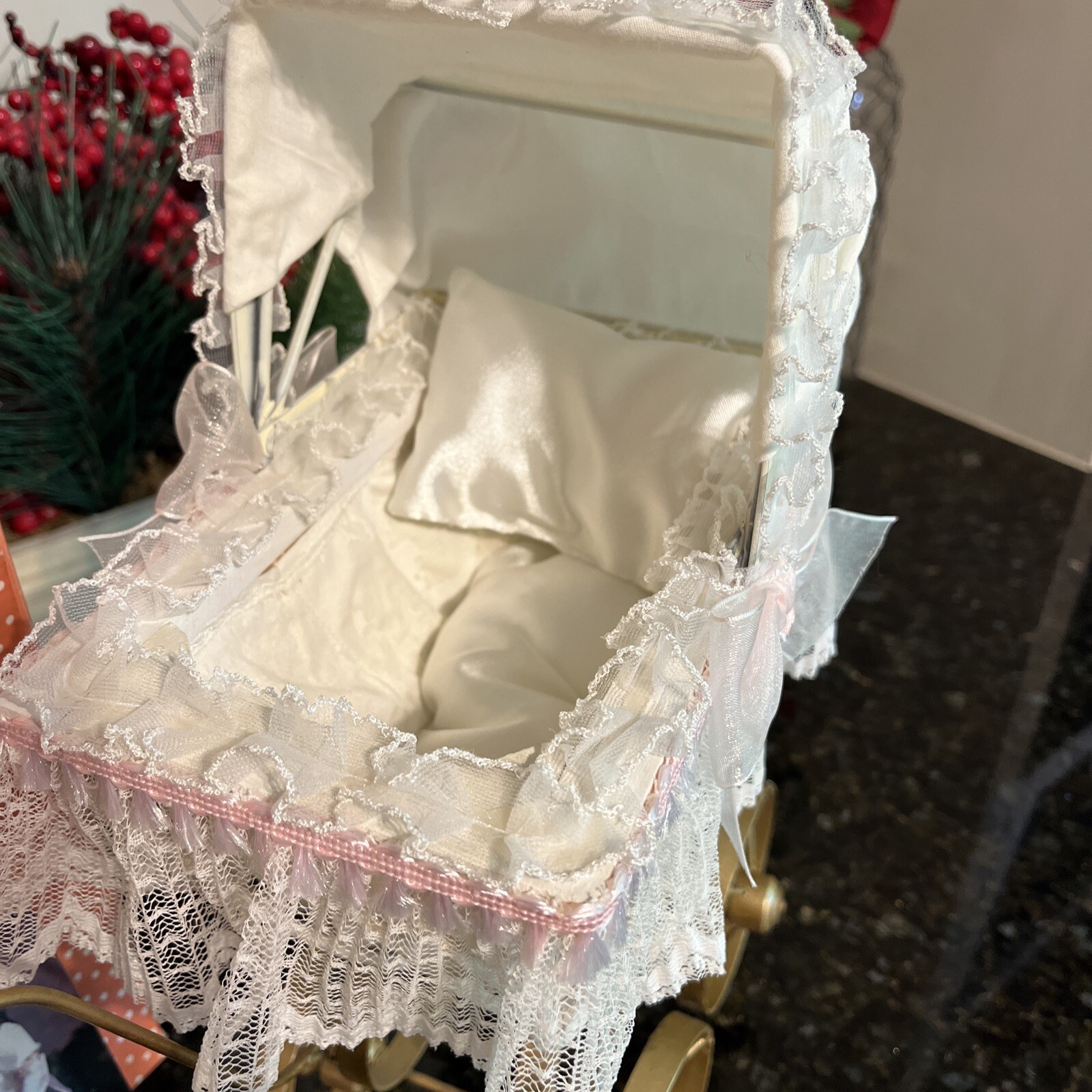 Paradise Galleries Baby Doll Pram Victorian Style Shabby Chic Carriage ...