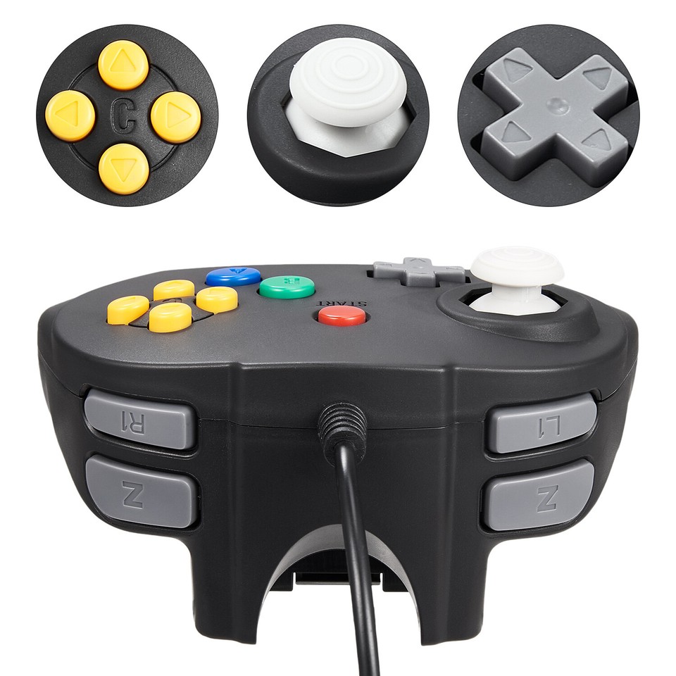 Mini N64 Wired Controllers Joystick Dual Z Button For Nintendo 64 Video ...