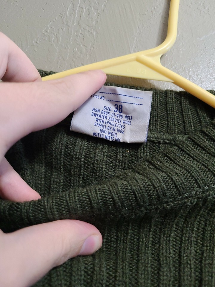 USMC US Marine Military Uniform Alpha Green Service Wool Sweater 38 ...