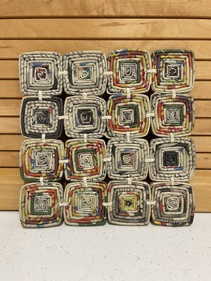 MCM Paper Art Trivet Hand Crafted Coiled Twisted Recycled Newspaper 6.5 ...