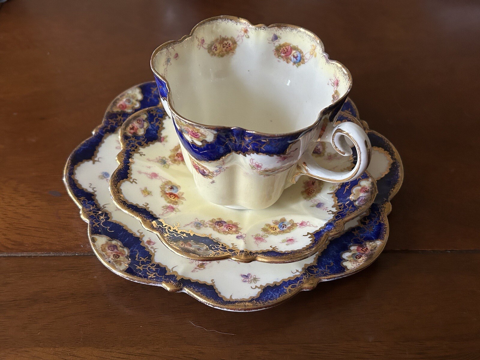 Antique Victorian Edwardian Cup Saucer Porcelain Trio Large Tea Hand ...
