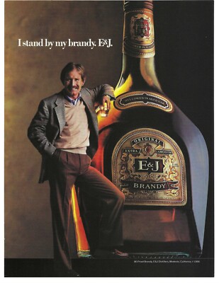1986 E&J Brandy Man In Tweed Coat Lean On Giant Bottle Vintage Photo ...
