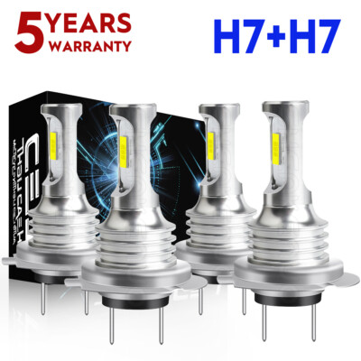 4x H7 10000K LED Headlight Kit High Low Beam Bulbs 3300000LM White ...