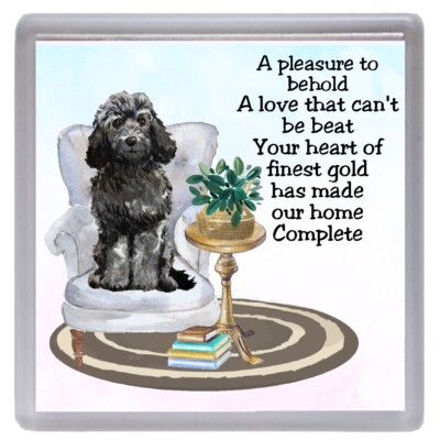 Cockapoo Dog Black Coaster/Drinks Mat "A pleasure poem" - Great Gift ...