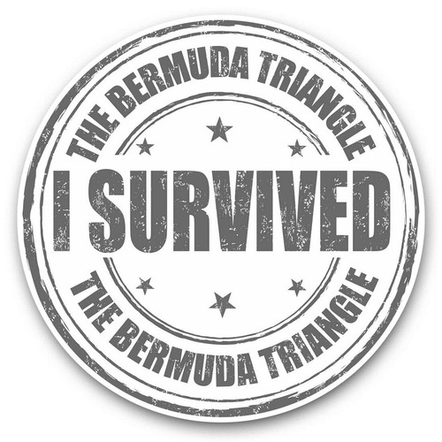 2 x Vinyl Stickers 15cm (bw) - Funny I Survived The Bermuda Triangle ...