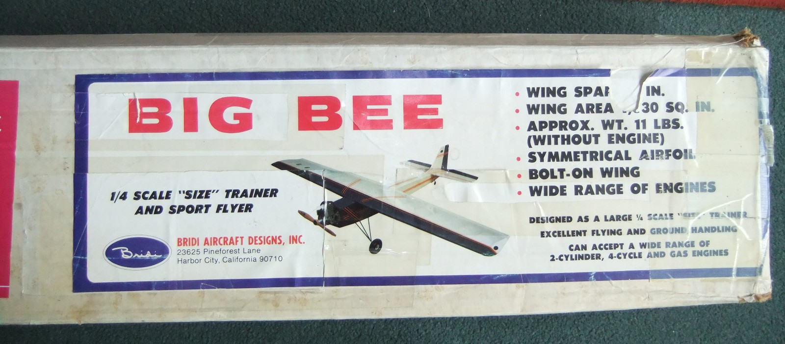 Bridi Big Bee 1/4 Scale Size RC Model Aircraft, Large Mode Aircraft ...