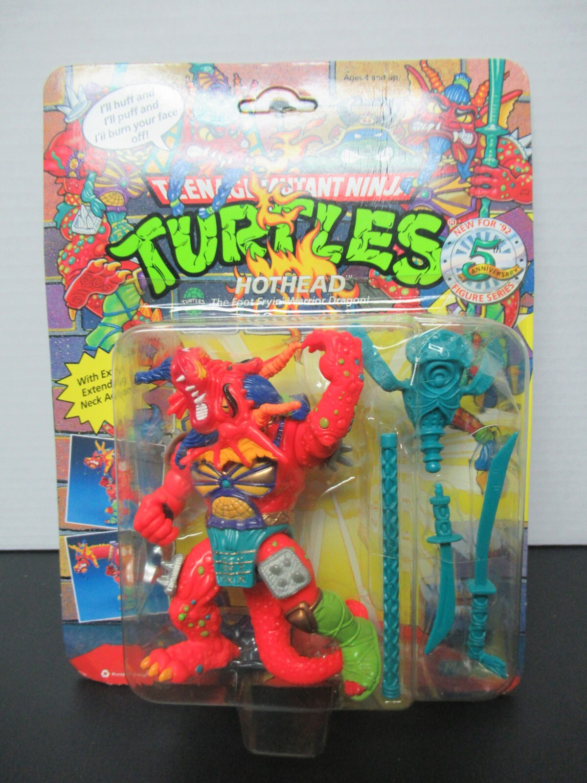 TMNT Hothead 1992 MOC Ninja Turtles Playmates Toys Action Figure Dragon ...