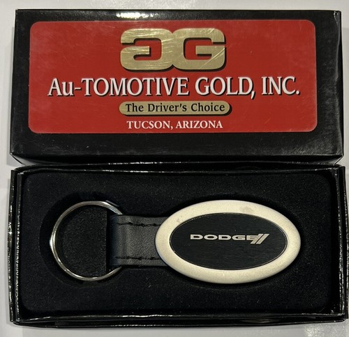 DODGE Keychain Keyring Aluminum Metal W/ Leather Keychain Black Oval | eBay