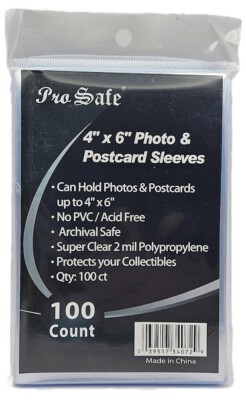 (100-Pack) Pro-Safe 4" x 6" Photo & Postcard Sleeves 2 Mil Poly ...