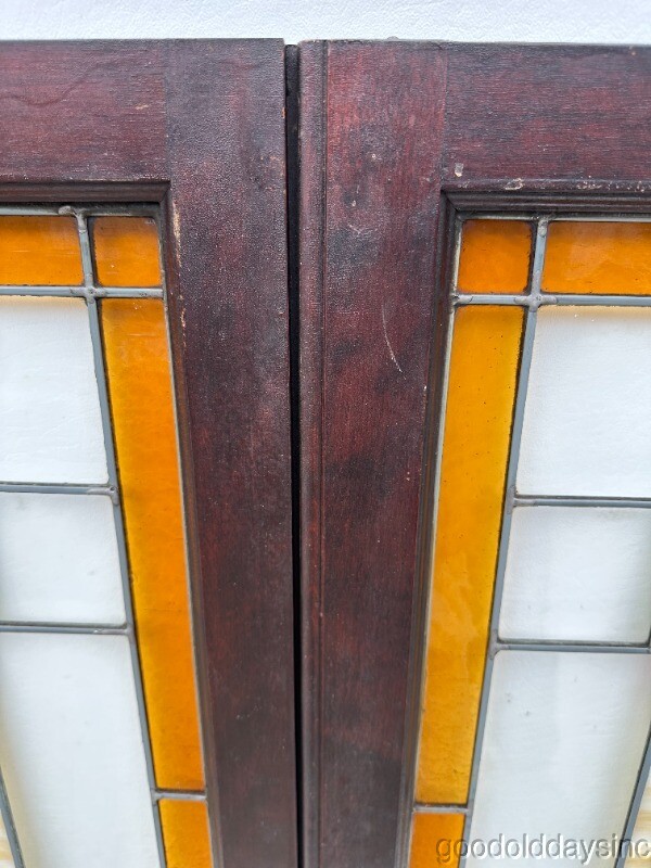 Pair of Stained Leaded Glass Cabinet Doors / Windows Circa 1915 Window ...