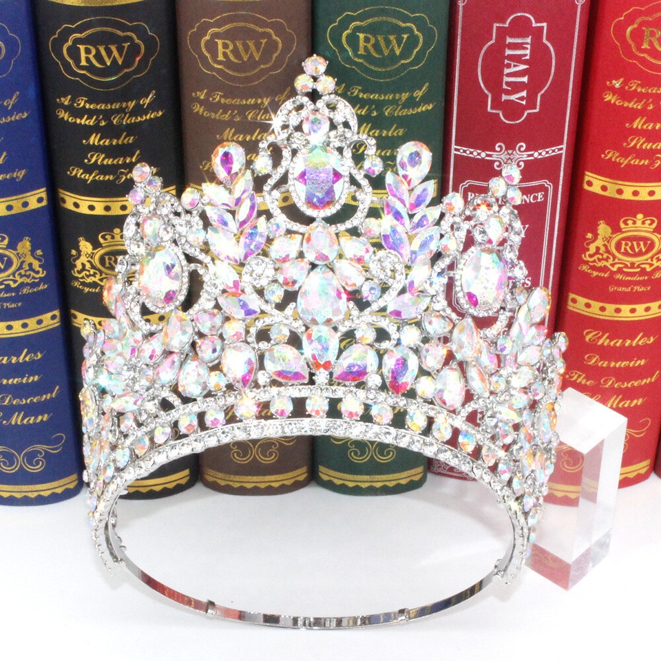 15cm Tall Crystal Large Tiara Crown Queen Princess Pageant Adjustable ...