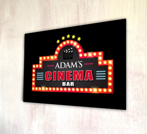 Personalised Home Cinema Movie Bar sign A4 metal Door Plaque Cinema ...