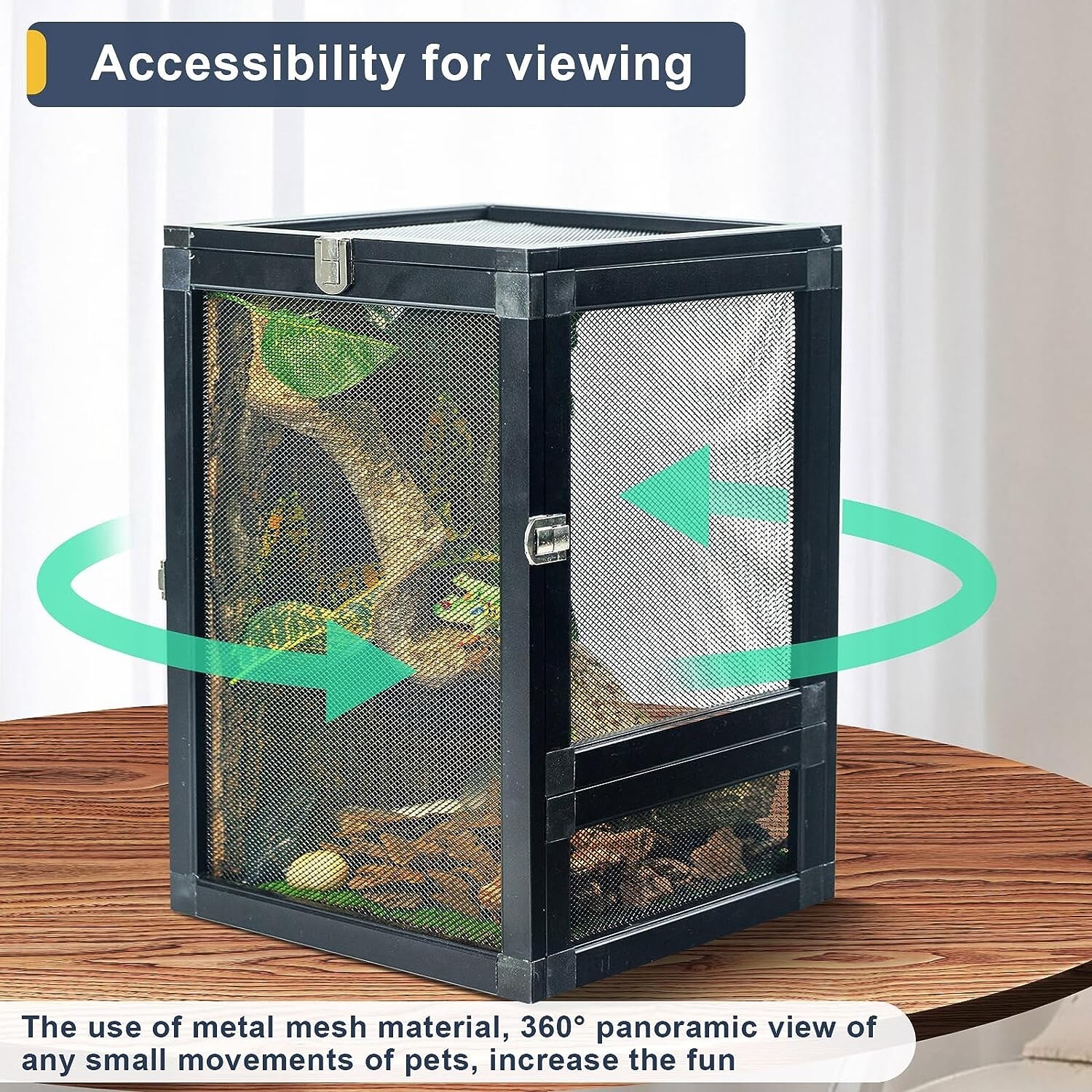 33Gallon 360° Panoramic Foldable Reptile Terrarium Kit Black-13x9.1x9.1 ...