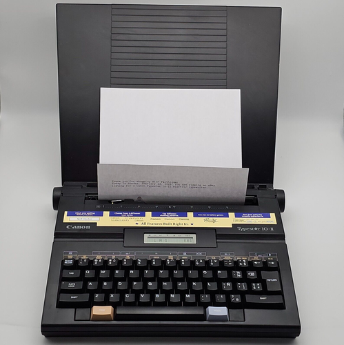 Canon Typestar 10-II Portable Electronic Typewriter Black Cover Works ...