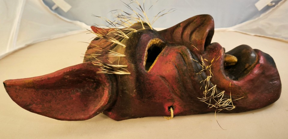Antique Japanese Papier Mache Noh Demon Mask | eBay UK