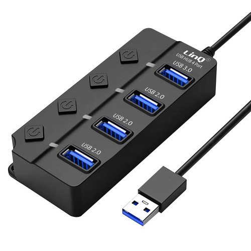 Hub USB vers USB 3.0 et 3x USB 2.0 Transfert de données 5Gb/s LinQ Noir ...