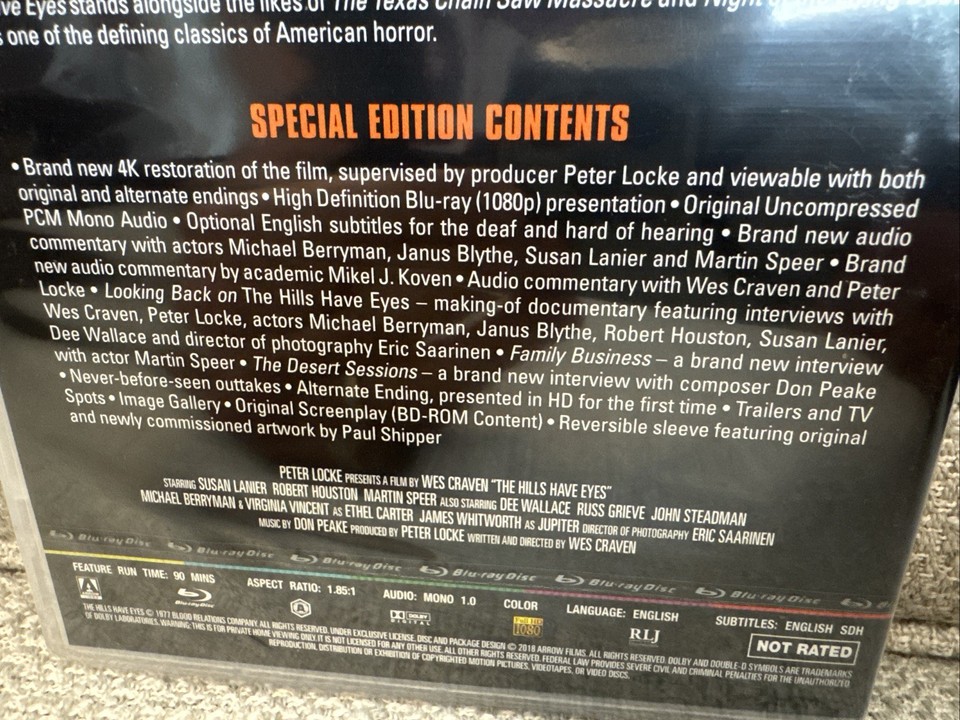 The Hills Have Eyes (Blu-ray, 1977) Arrow Video Brand New, SEALED! Wes ...