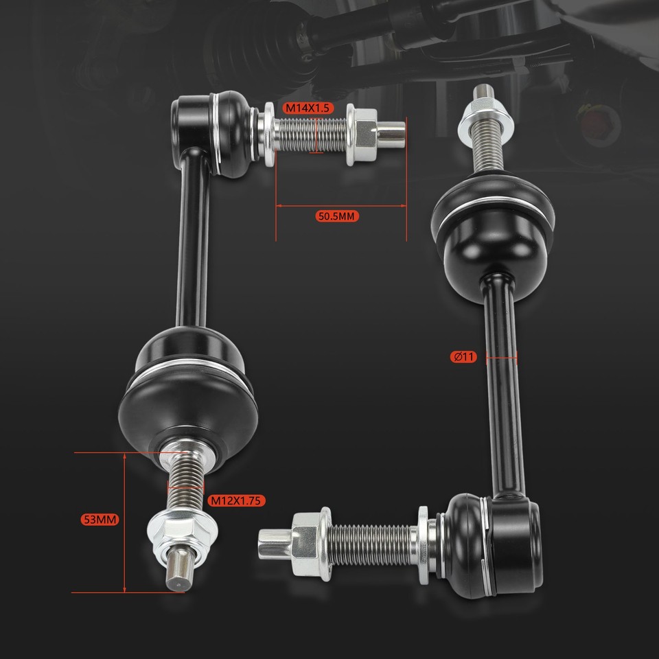 2x End 1 M12 End 2 M14 Front Left & Right Sway Bar Link for Ram 1500 ...
