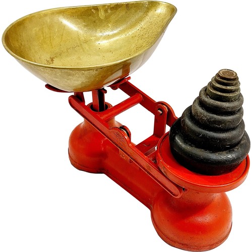 Vintage Salter Balance Scale with Weights Brass and Cast Iron | eBay