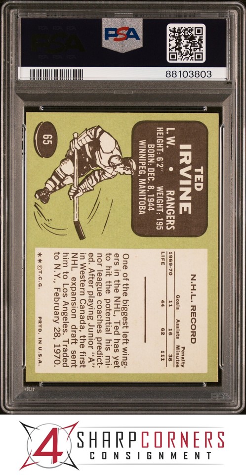 1970 TOPPS #65 TED IRVINE RANGERS PSA 8 H3973504-803 | eBay